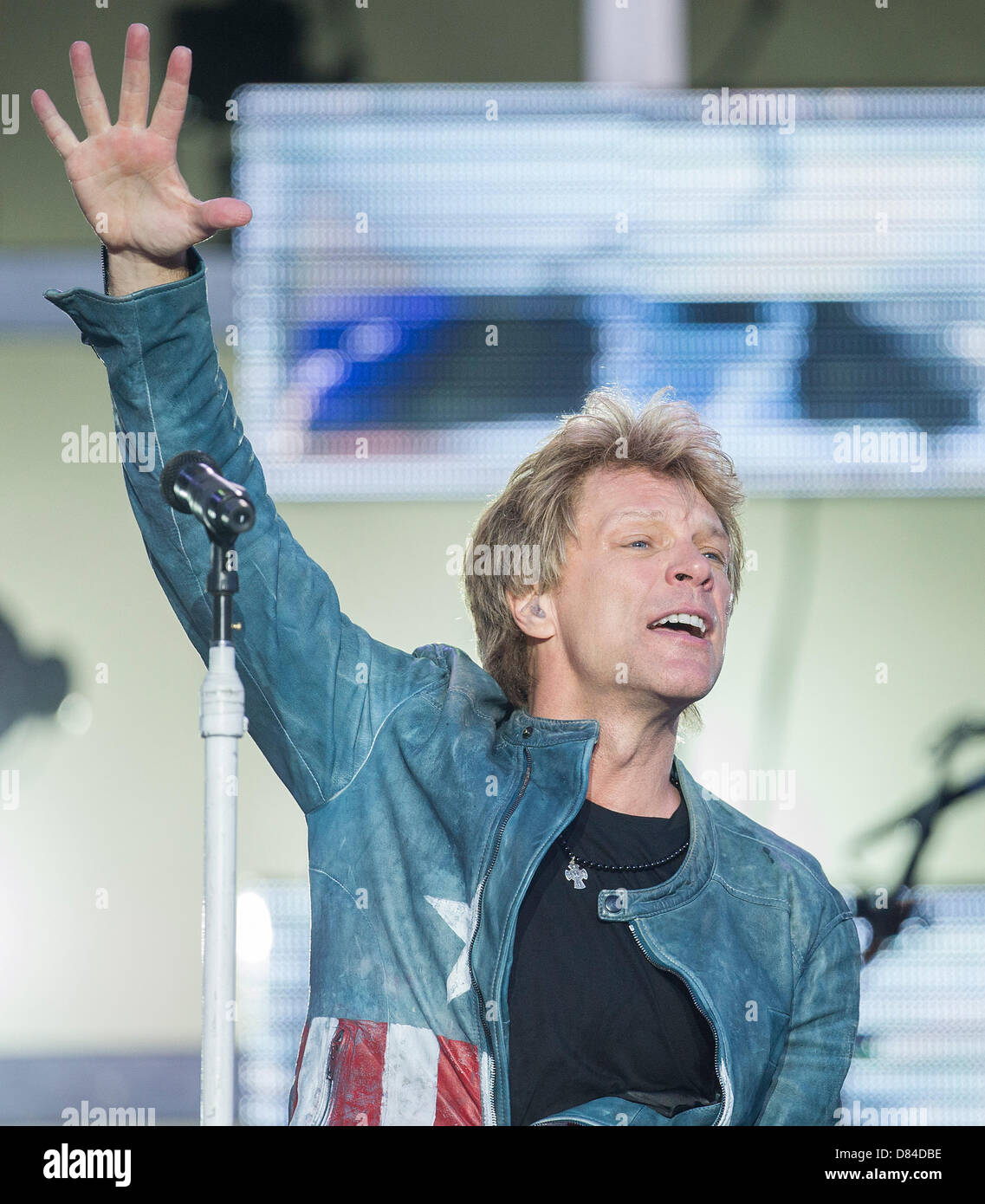 US singer Jon Bon Jovi performs on stage at the Olympiastadion in ...