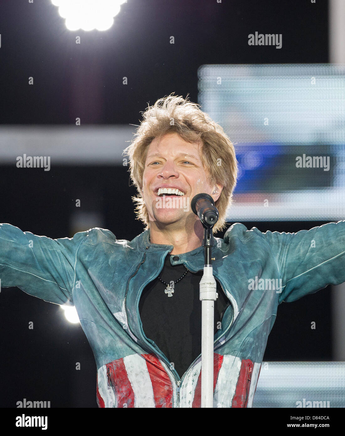 US singer Jon Bon Jovi performs on stage at the Olympiastadion in ...