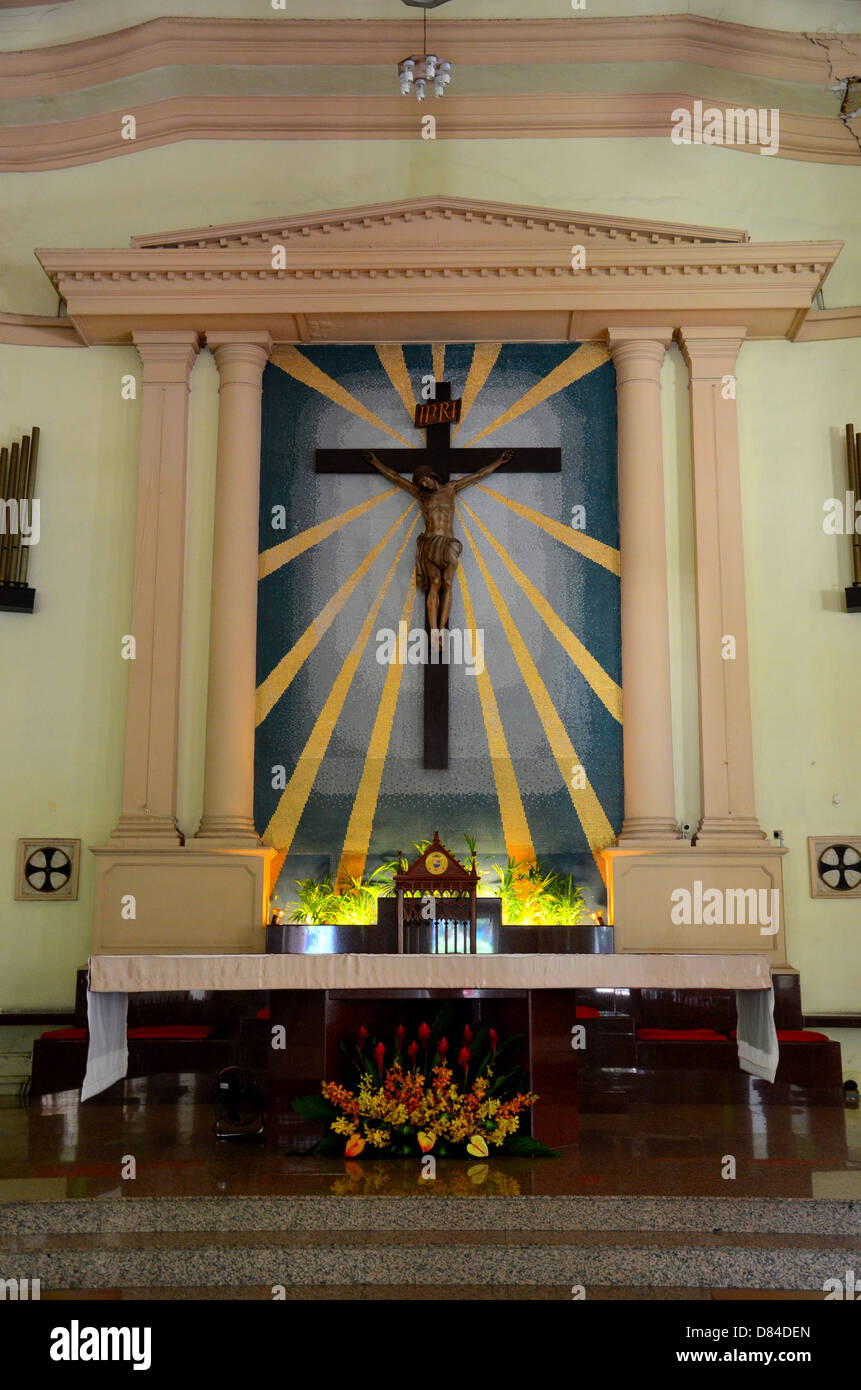 Church altar with Christ crucifix Stock Photo - Alamy