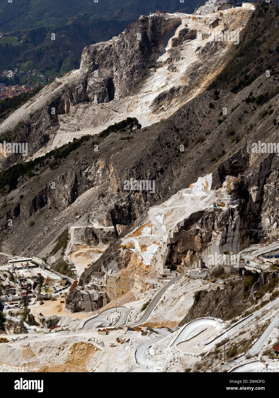 Marble quarry mountains, carrara, Italy with hairpin bends Stock Photo ...