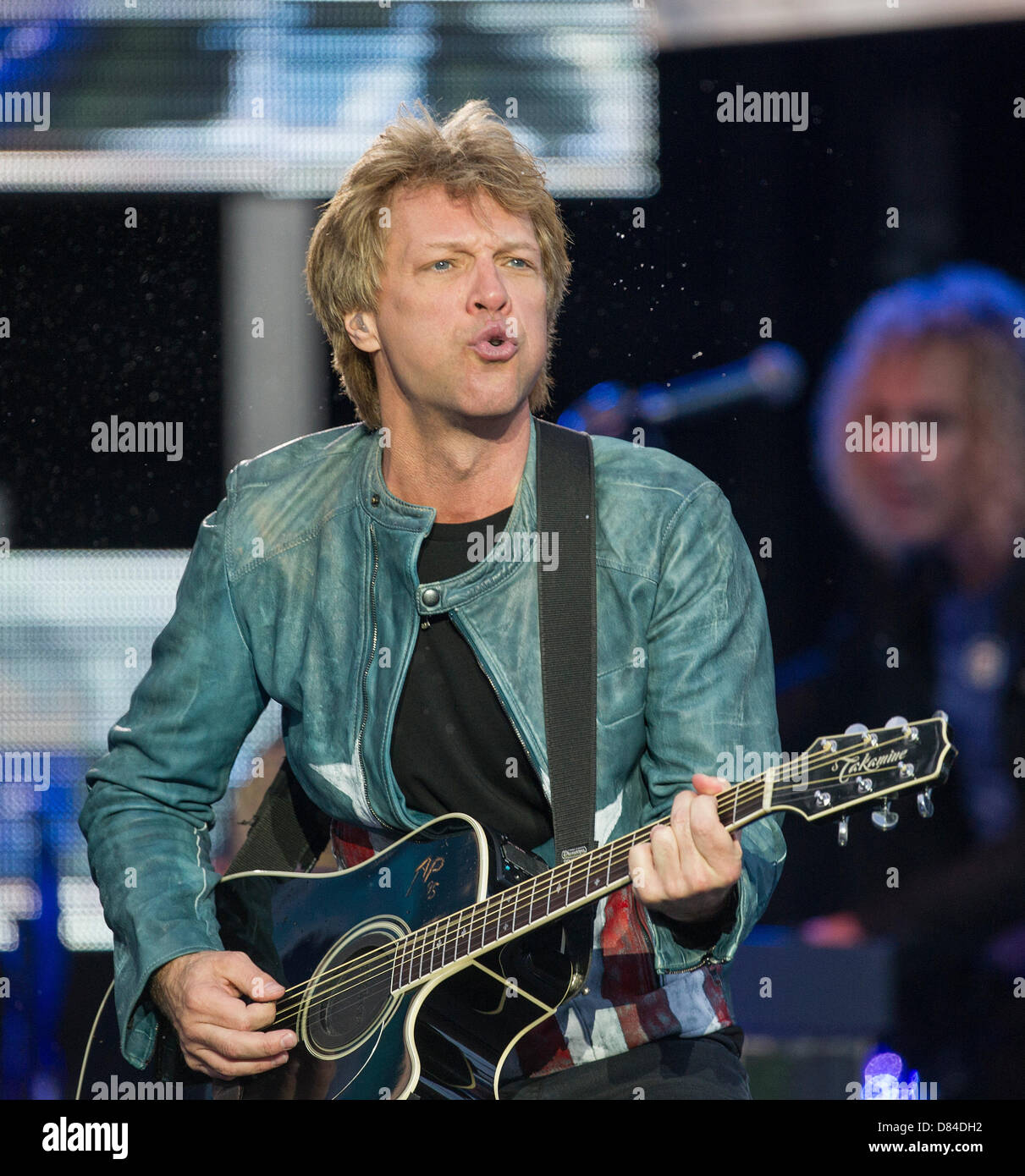 US singer Jon Bon Jovi performs on stage at the Olympiastadion in ...