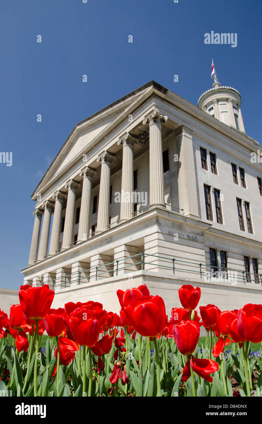 Tennessee, Nashville. Historic Tennessee State Capitol building, circa ...