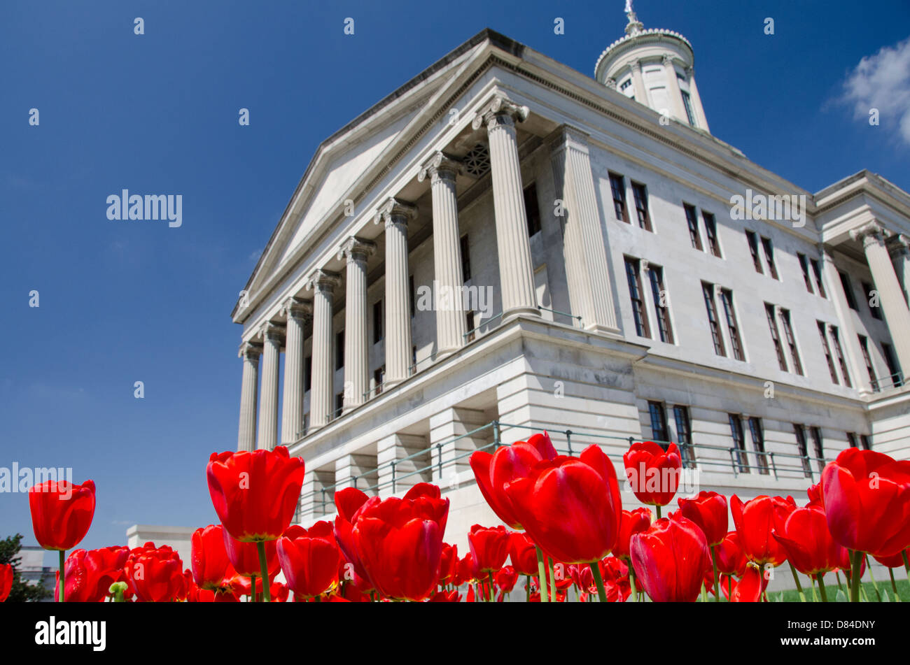 Tennessee, Nashville. Historic Tennessee State Capitol building, circa ...