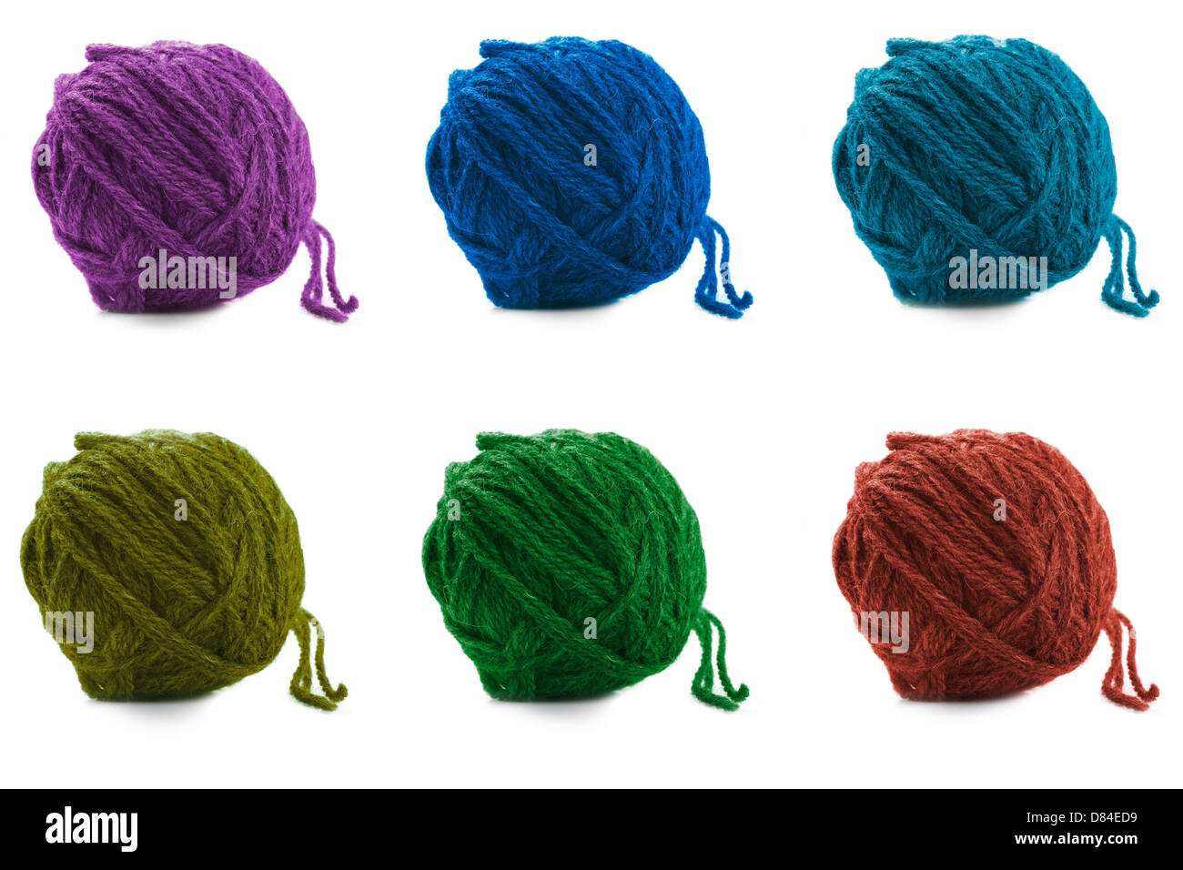 Multi-colored balls of wool on a white background Stock Photo - Alamy