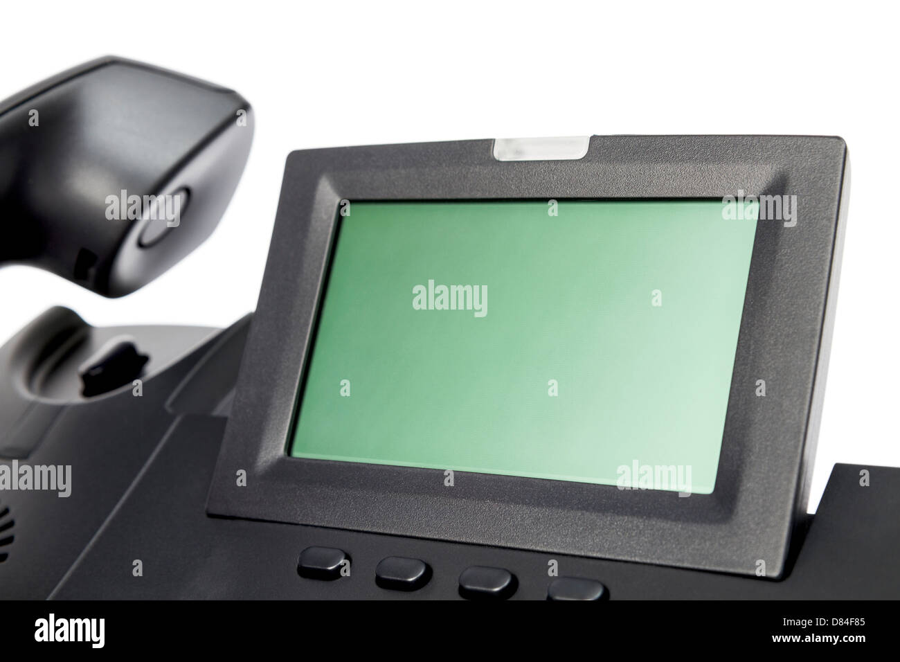 display of modern business phone isolated in white background. close up ...