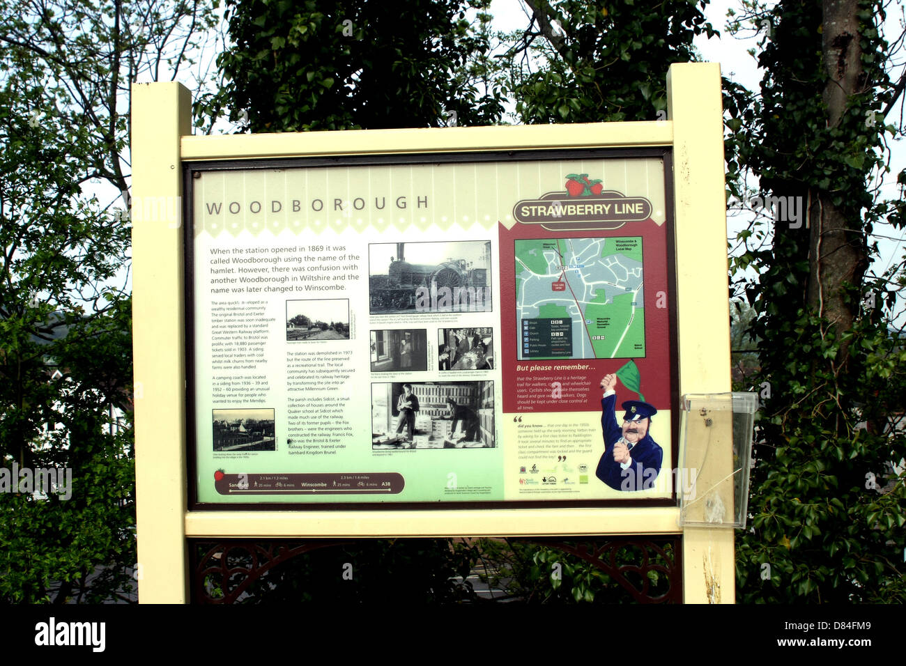 Strawberry line sign in Winscombe , Somerset, May 2013 Stock Photo - Alamy