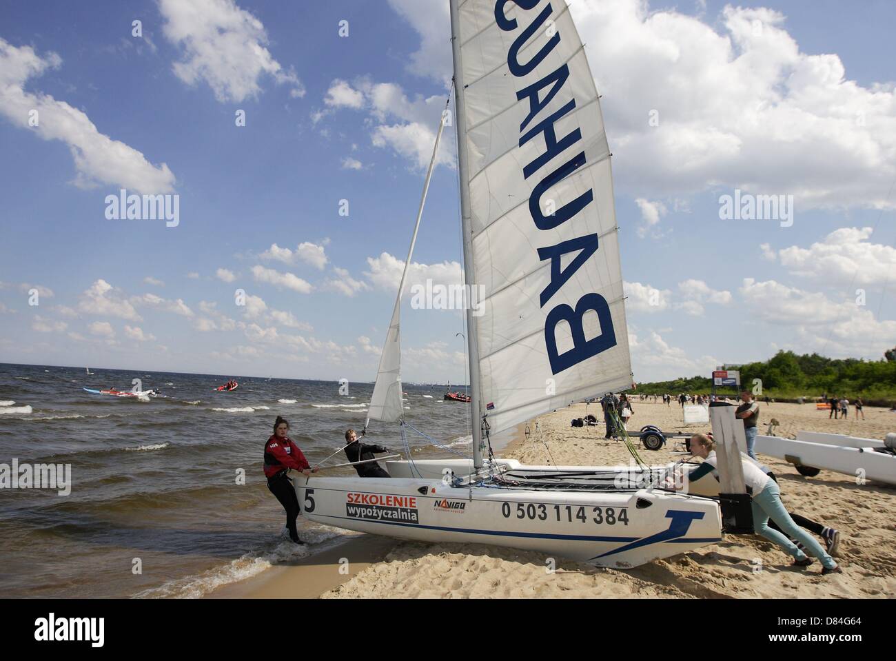 Sopot, Poland 19th, May 2013 Young sailors sailing training in Sopot on ...
