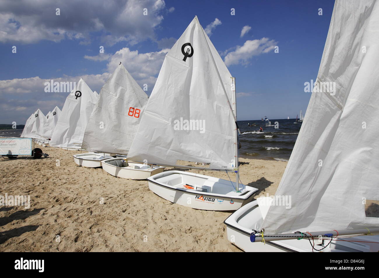 Sopot, Poland 19th, May 2013 Young sailors sailing training in Sopot on ...