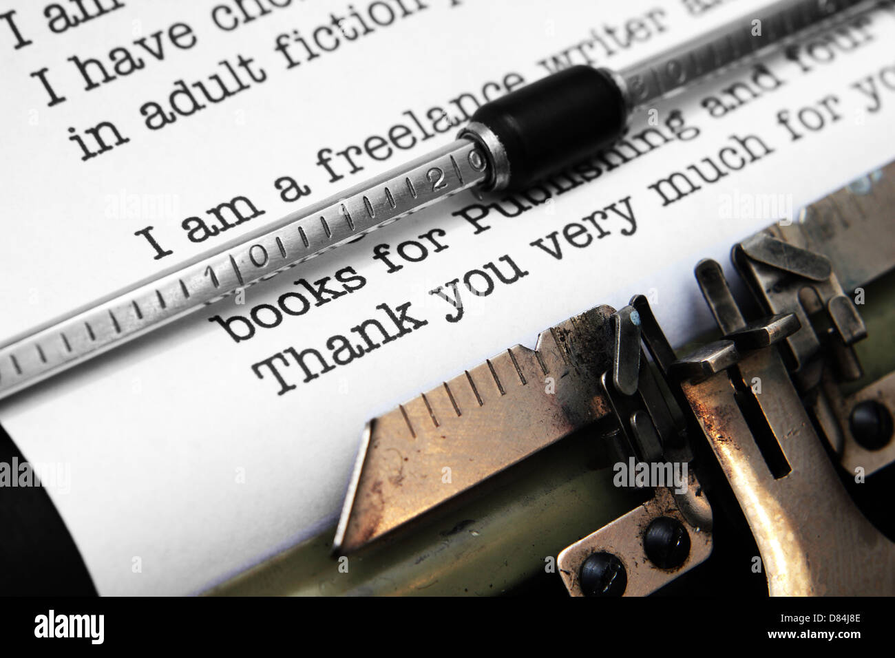 Document on vintage typewriter Stock Photo - Alamy
