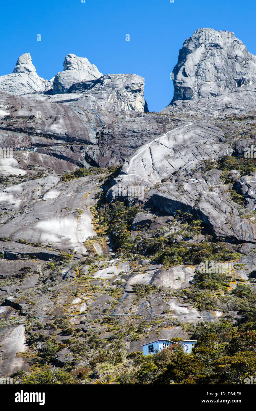 Lower peaks of Mount Kinabalu in Borneo from Laban Rata showing the Via ...