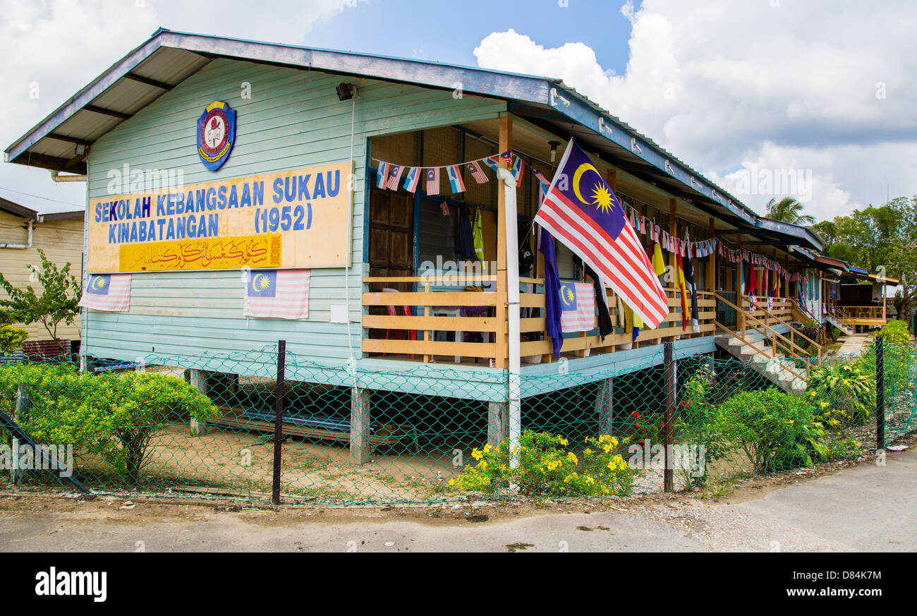 Village school in Sukau by the Kinabatangan River in Sabah Borneo ...