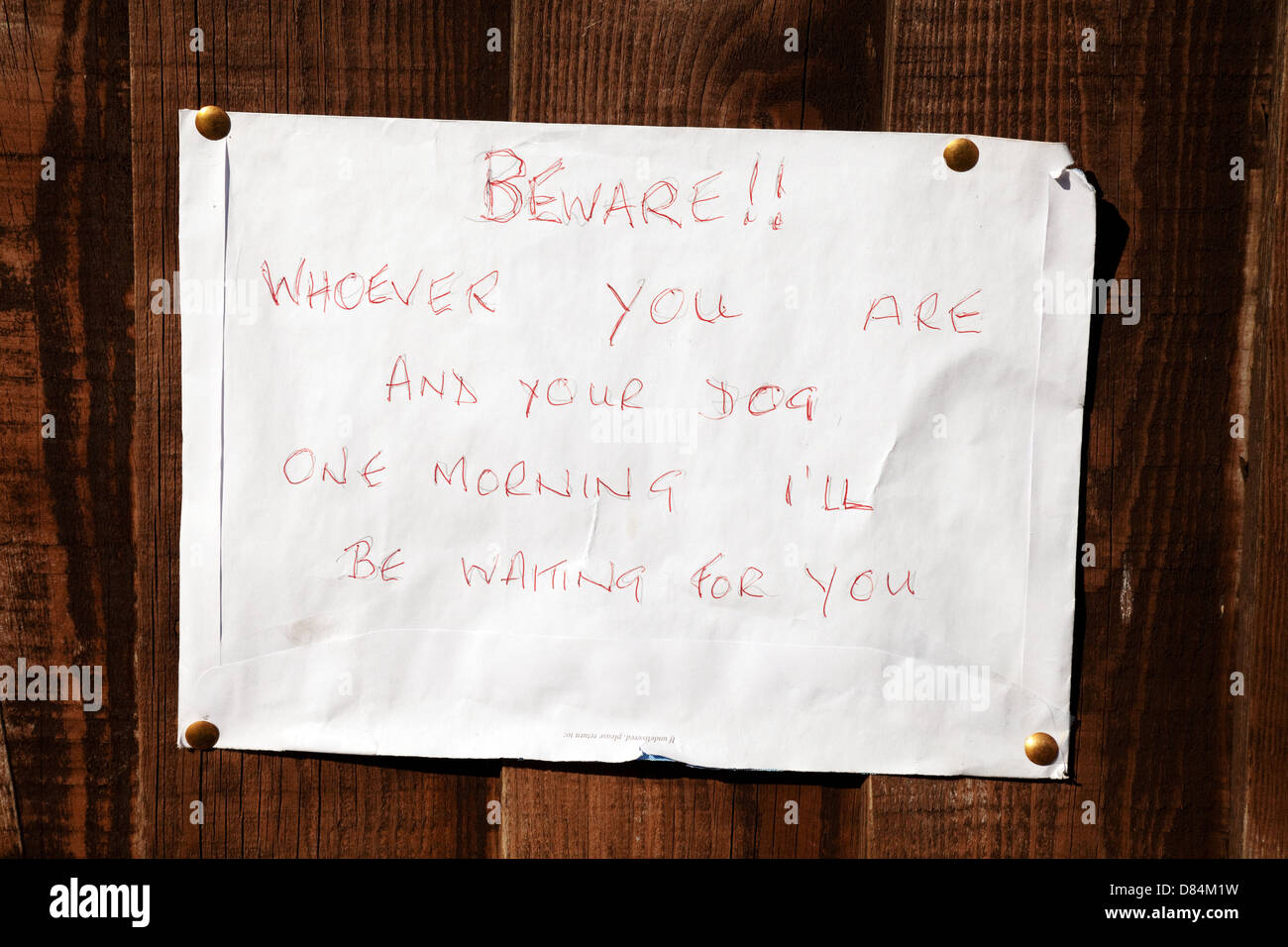 An angry letter about dogs and their owners, cambridgeshire UK Stock ...