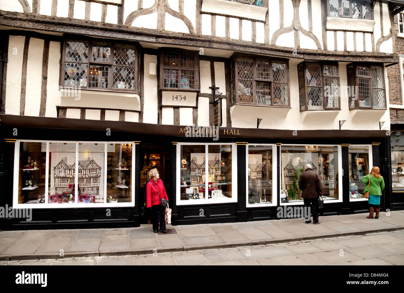The 15th century Mulberry Hall tudor medieval building, Stonegate, York ...