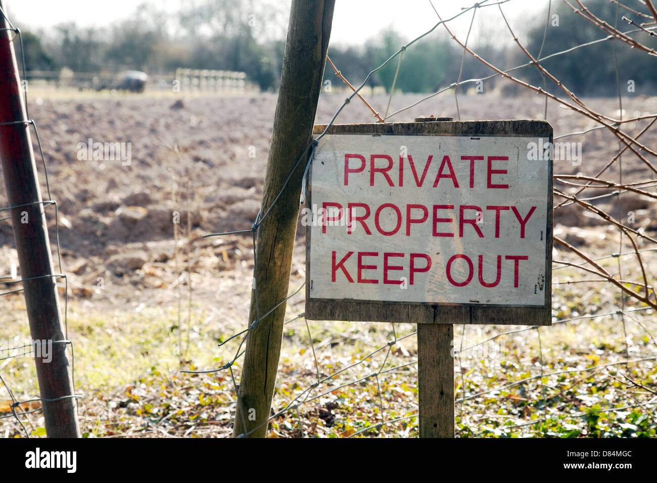 A Private Property Keep Out sign in Cambridgeshire countryside, UK ...