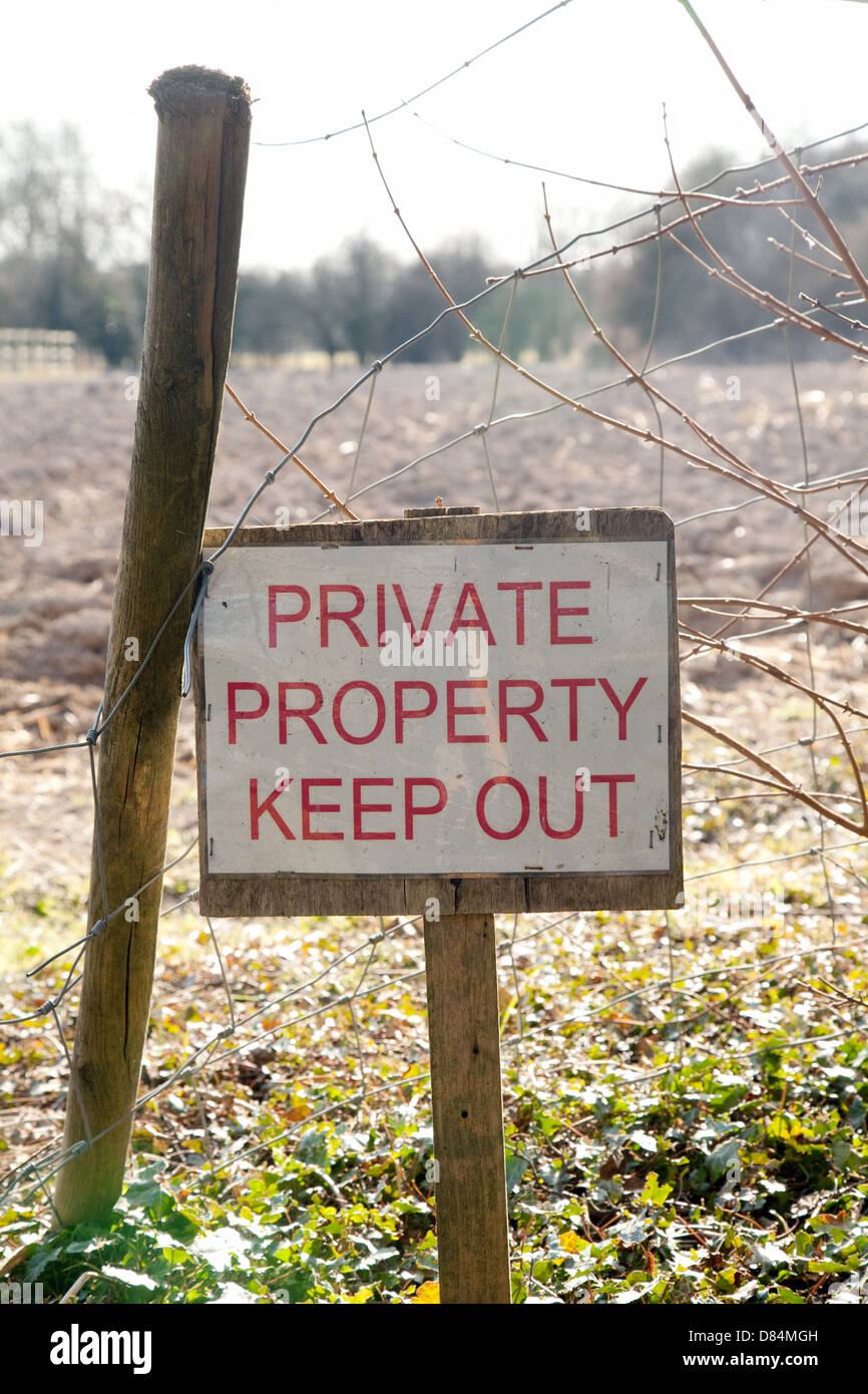 A Private Property Keep Out sign in Cambridgeshire countryside, UK ...