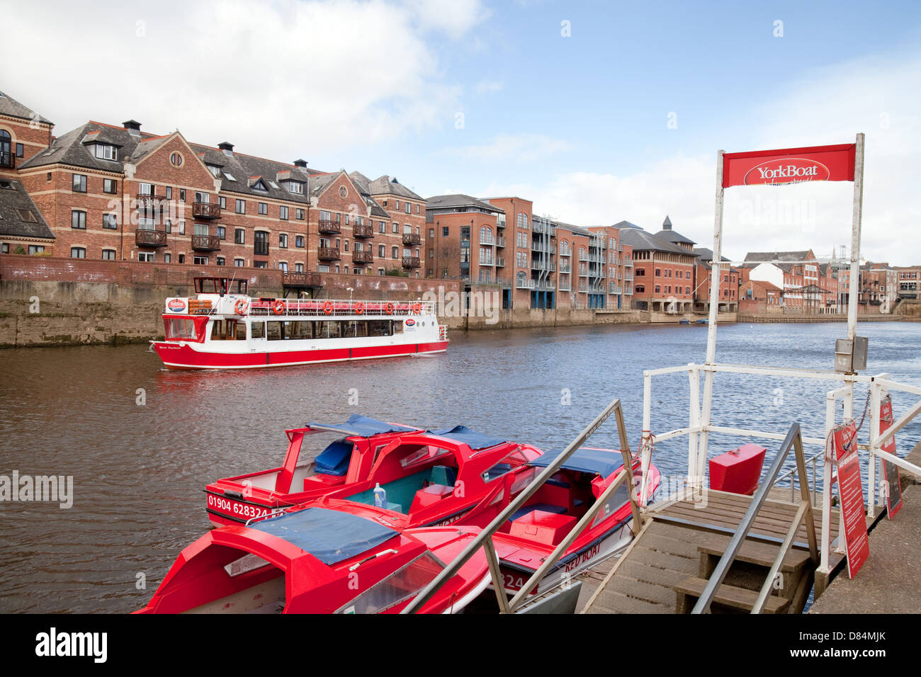 YorkBoat stop and york boats on the river Ouse, city of York, Yorkshire ...
