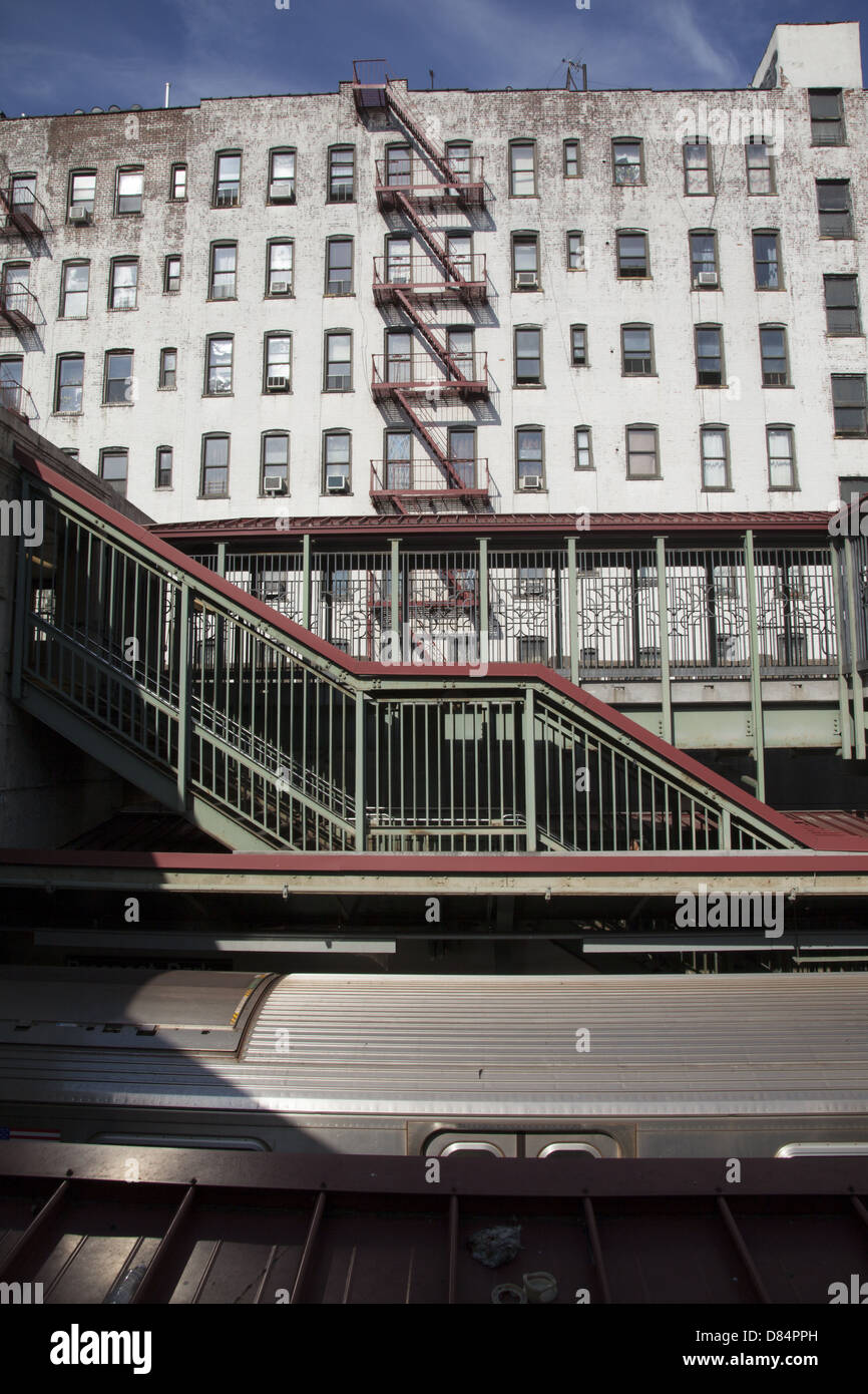 Above ground subway station along the Q line in Brooklyn, NY Stock ...