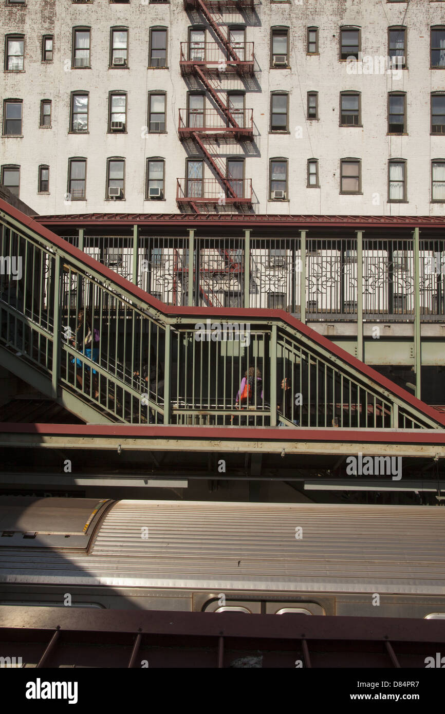 Above ground subway station along the Q line in Brooklyn, NY Stock ...