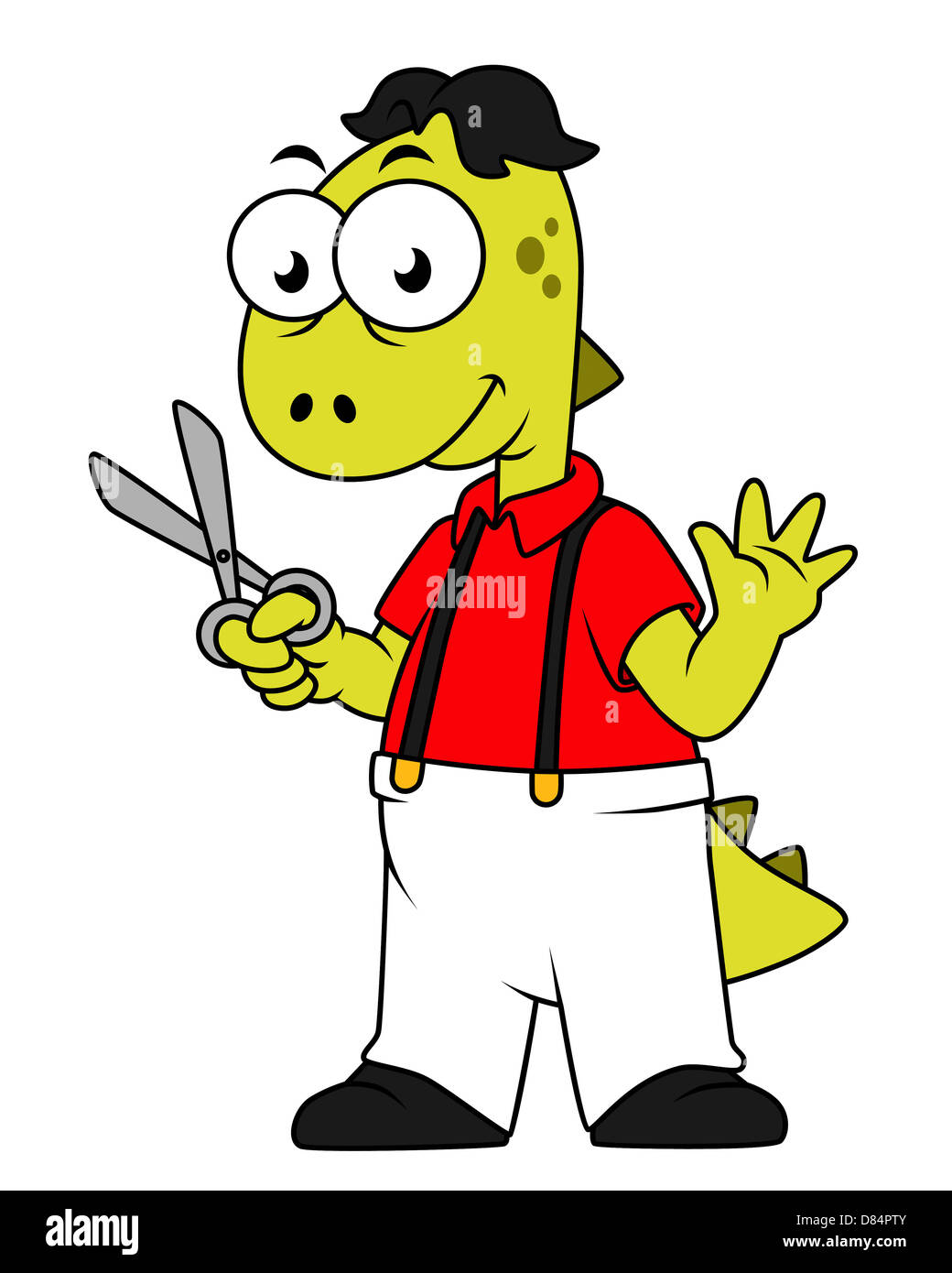 Illustration of a Tyrannosaurus Rex barber with scissors Stock Photo ...