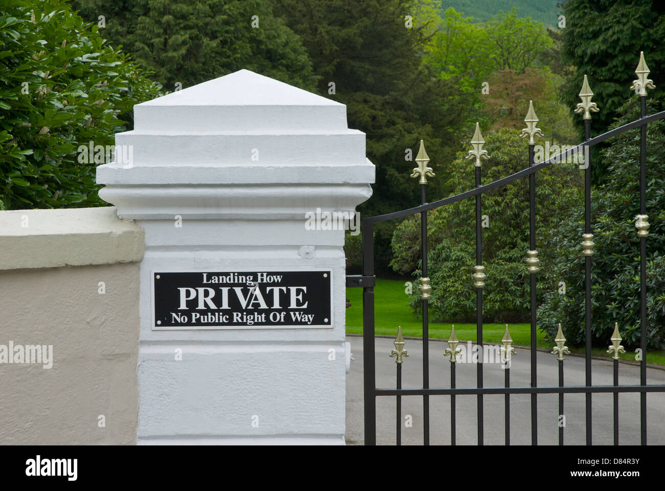 Gate and gatepost of private house - Landing How - near Lakeside, Lake ...