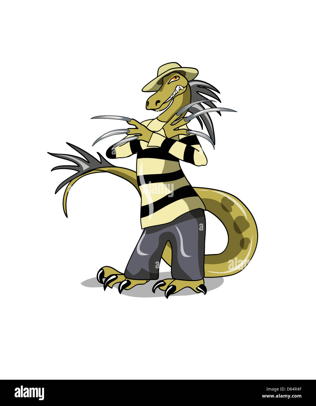 Illustration of an Amargasaurus posing as a fictional serial killer ...