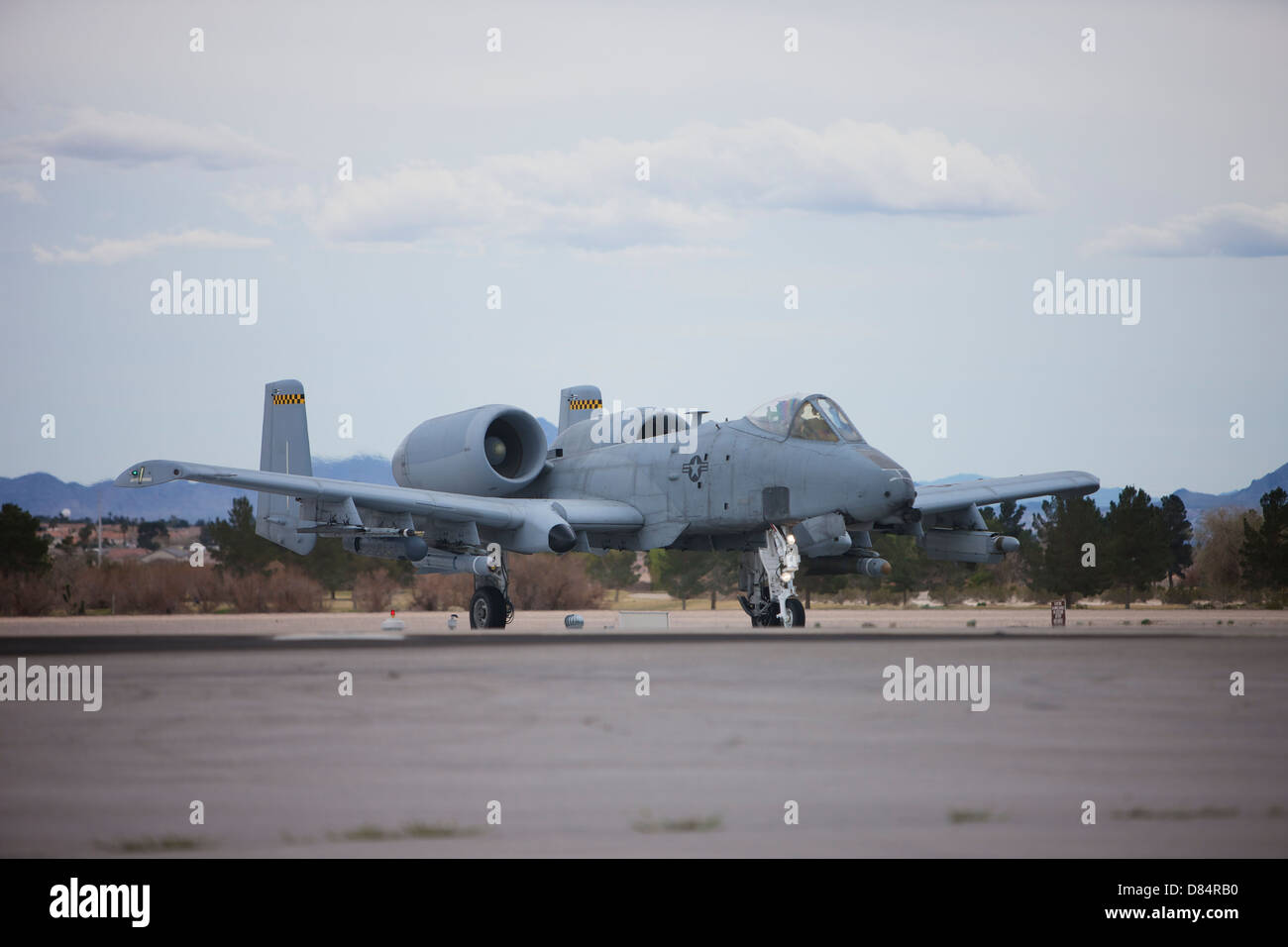 An A-10 Thunderbolt taxis to the runway at Nellis Air Force Base ...