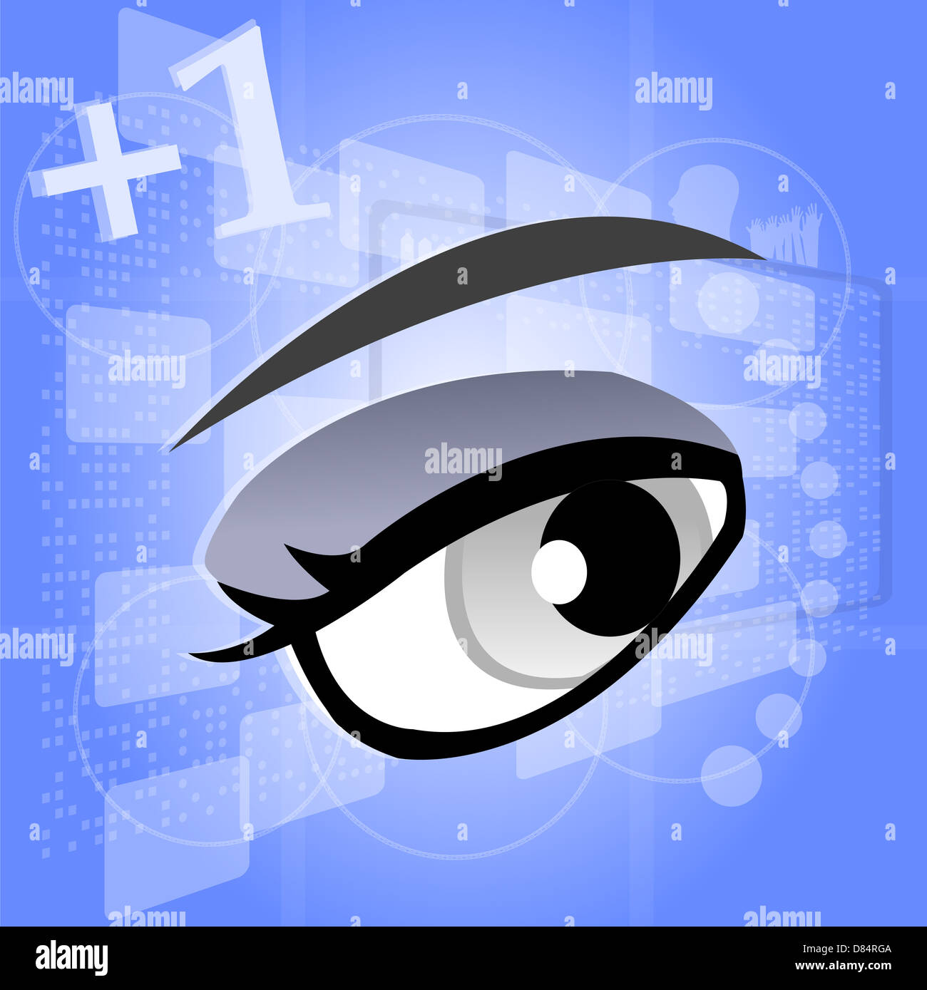 woman eye on digital touch screen, 3d Stock Photo - Alamy