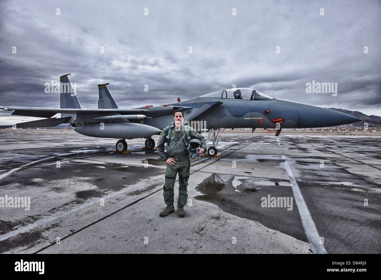High Dynamic Range image of a U.S. Air Force pilot standing in front of ...