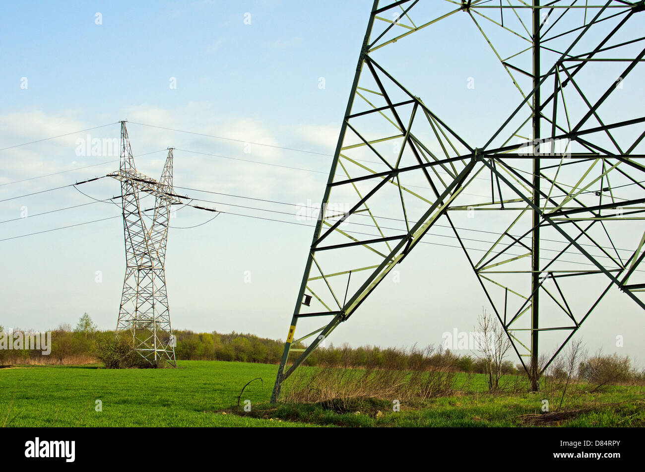 Photo of high voltage lines Stock Photo - Alamy
