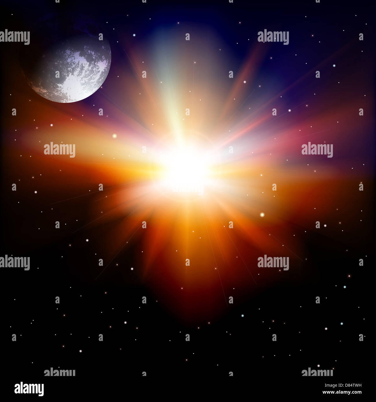 abstract space background with moon and stars Stock Photo - Alamy