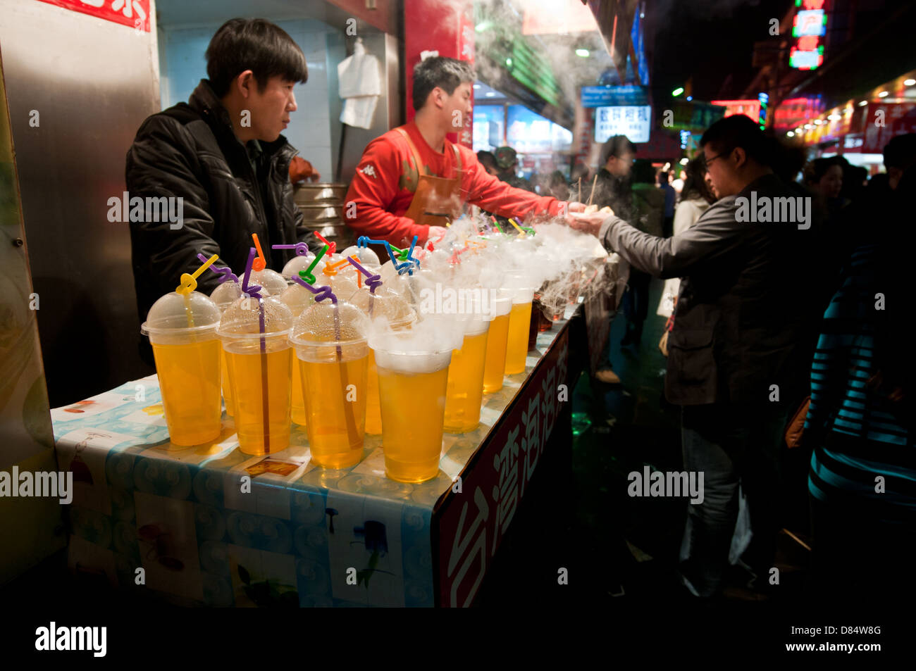 Dry ice beverages at Wangfujing Snack Street in Dongcheng District ...