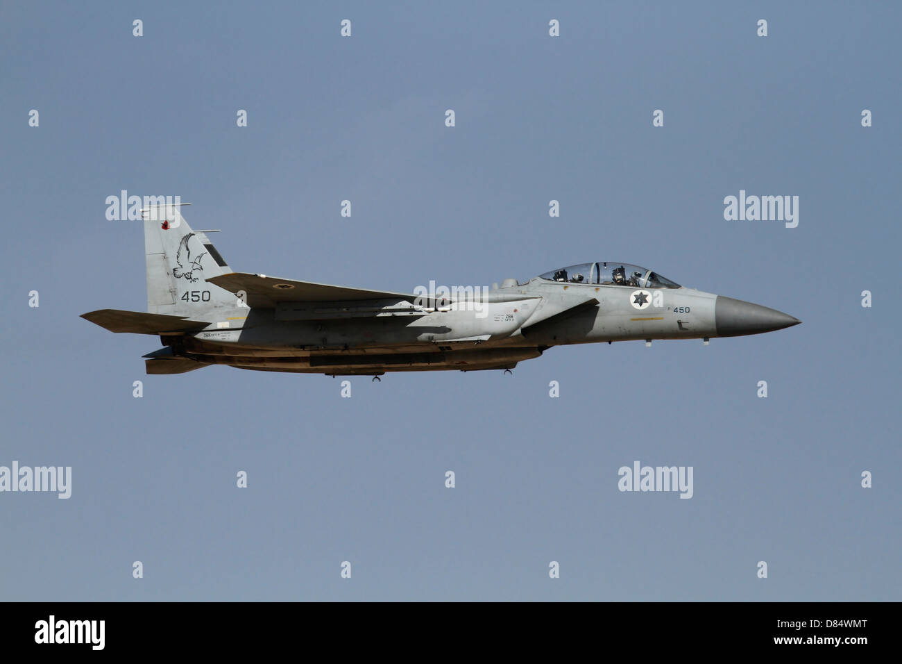 An F-15D Baz of the Israeli Air Force flying low over the Negev desert ...