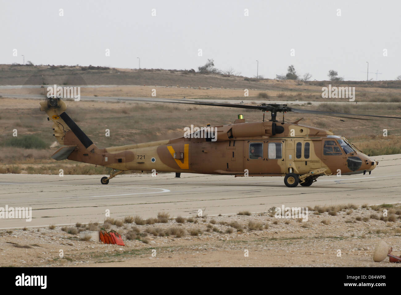 A UH-60A Yanshuf helicopter of the Israeli Air Force at Hatzerim Air ...