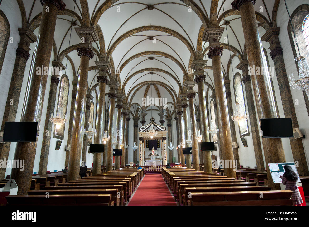 Interior of catholic St. Joseph's Church known as Wangfujing Church or ...
