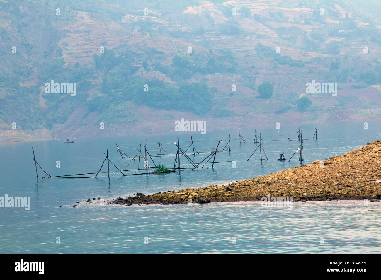 Fishing traps on the Yangtze River, China Stock Photo - Alamy
