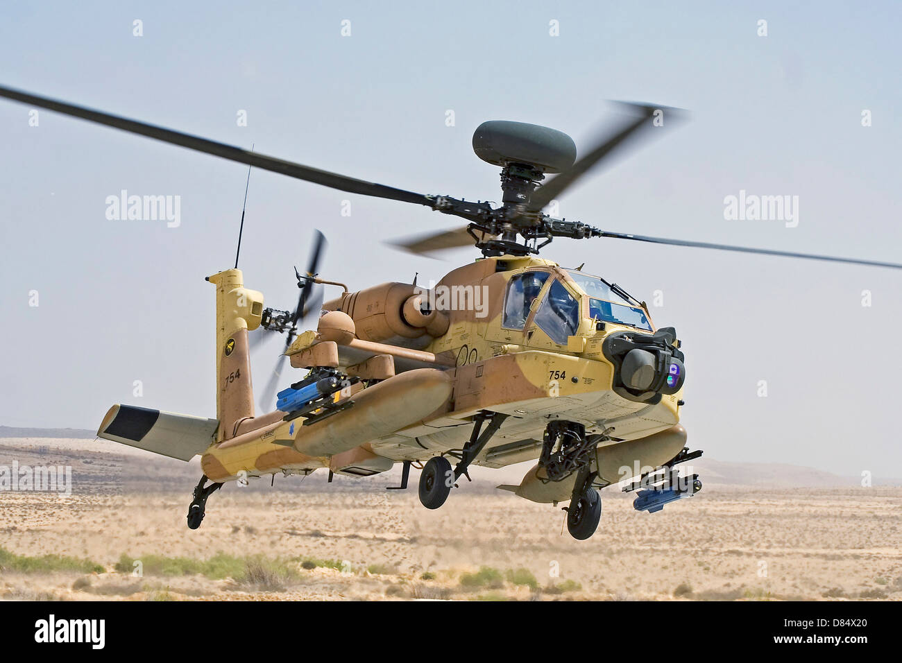 An AH-64D Saraph helicopter of the Israeli Air Force in flight over ...