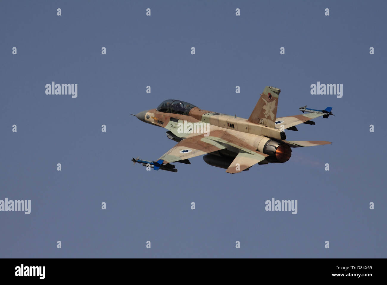 An F-16D Barak of the Israeli Air Force flying over Ramat David Air ...
