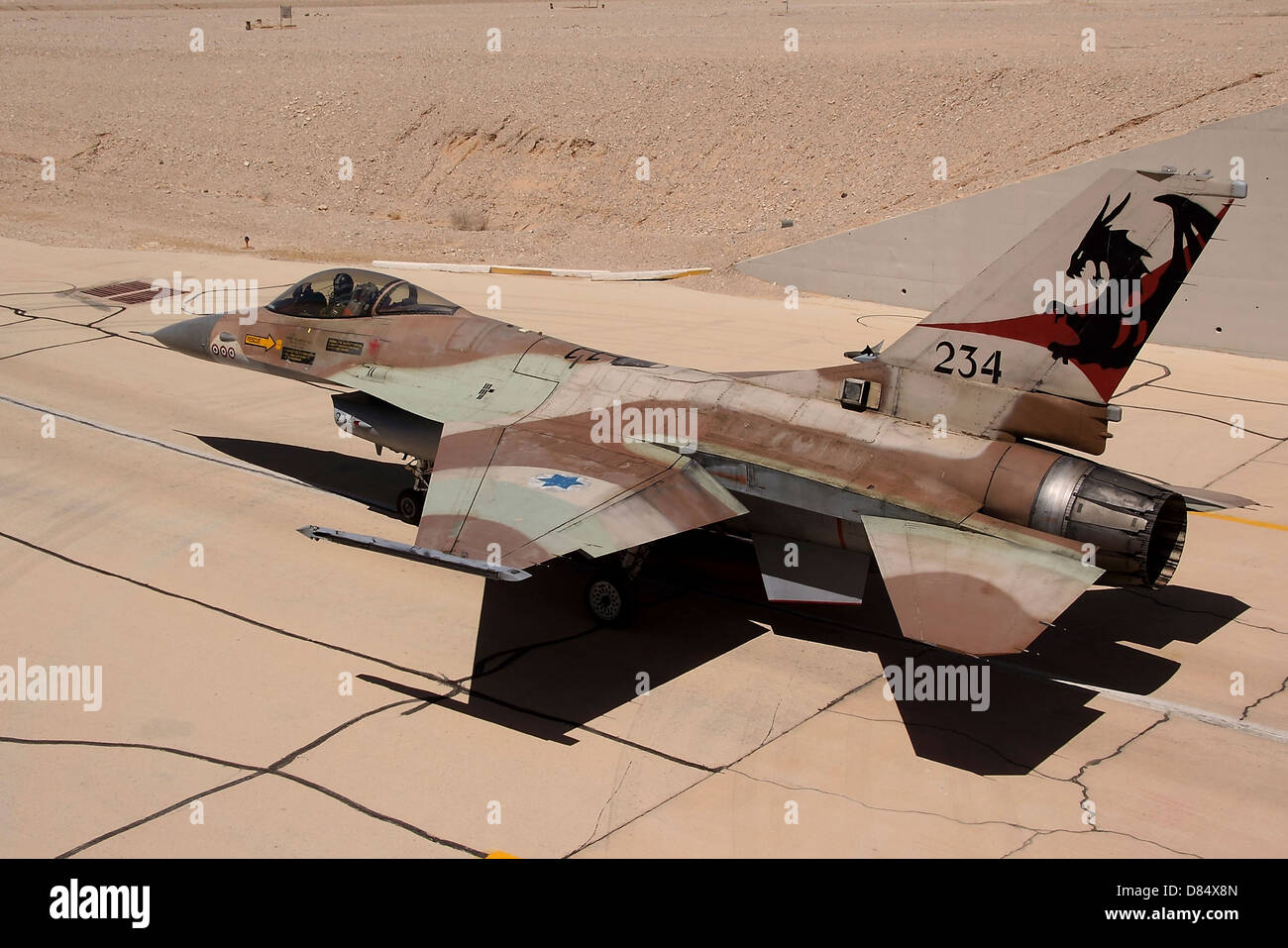 An F-16A Netz of the Israeli Air Force taxis from its hardened shelter ...