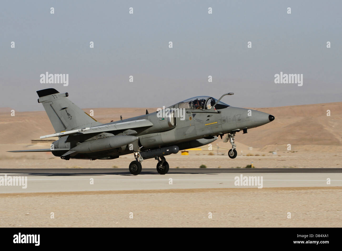 An AMX fighter-bomber aircraft of the Italian Air Force taking off from ...