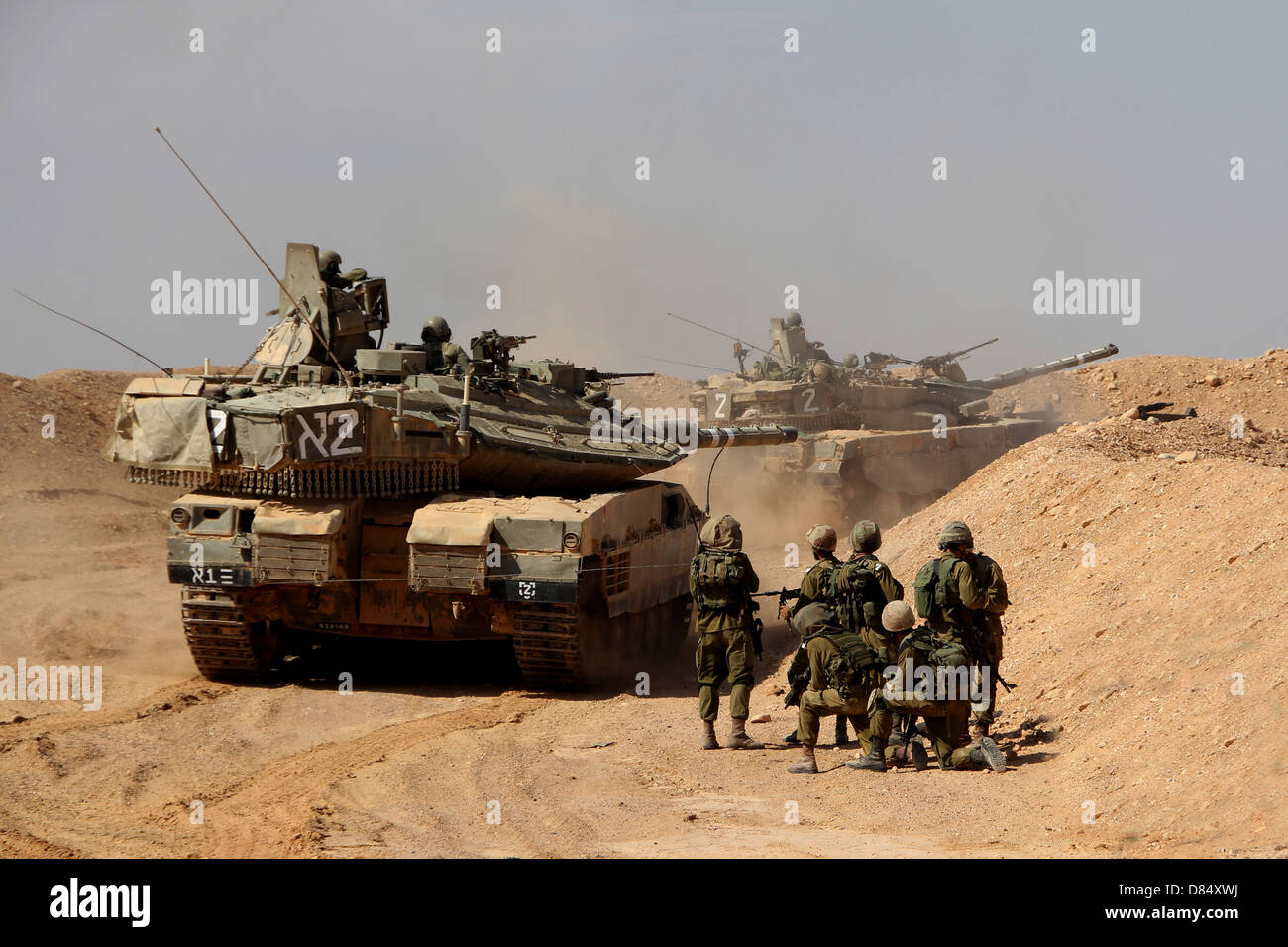 An Israel Defense Force Merkava Mark IV main battle tank exercise with ...