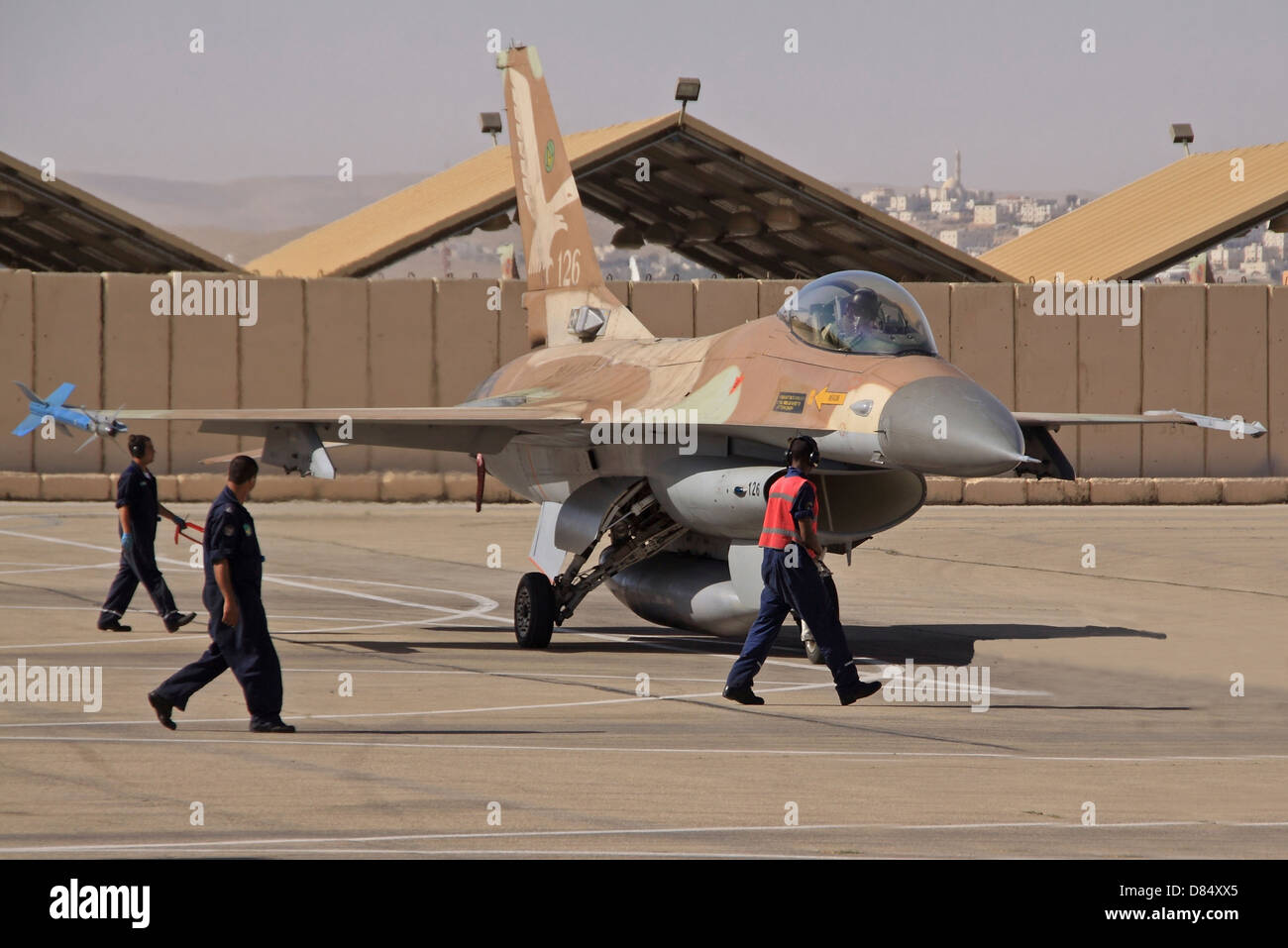 An F-16A Netz of the Israeli Air Force under inspection before take-off ...
