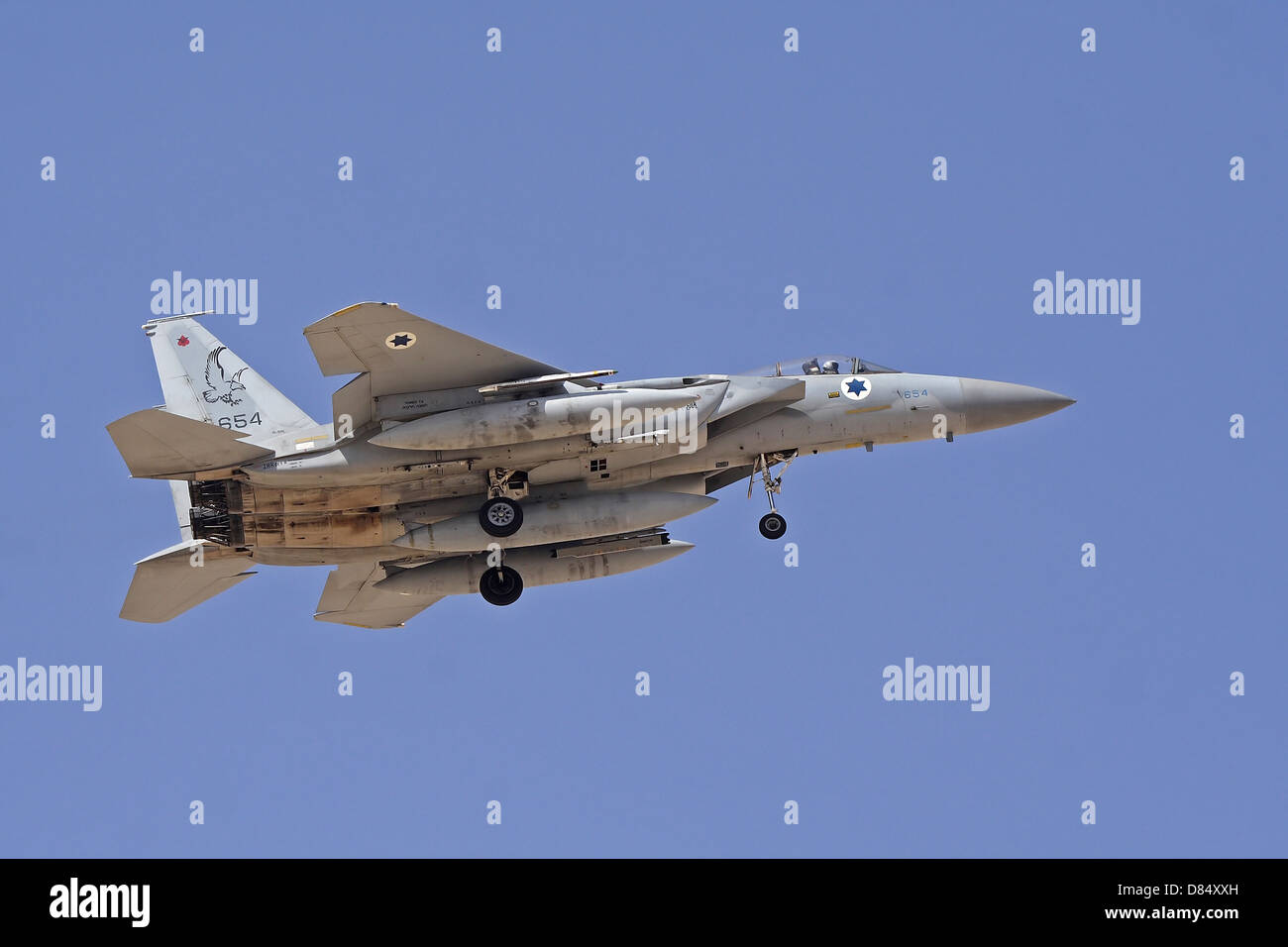 An F-15A Baz of the Israeli Air Force during landing procedure at Ovda ...