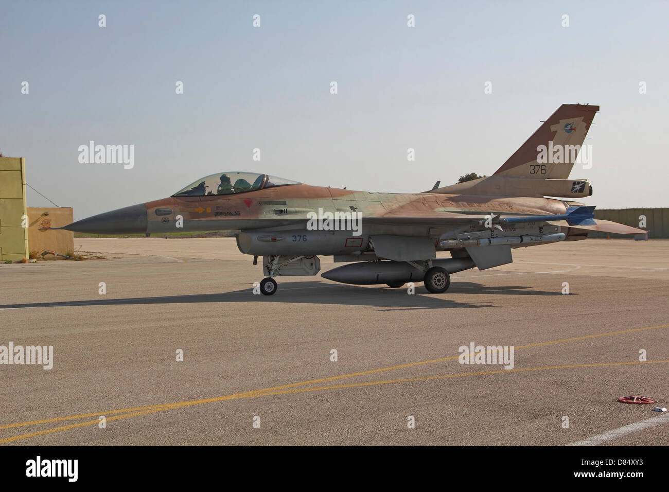 An F-16C Barak of the Israeli Air Force taxis to the runway of Ramat ...