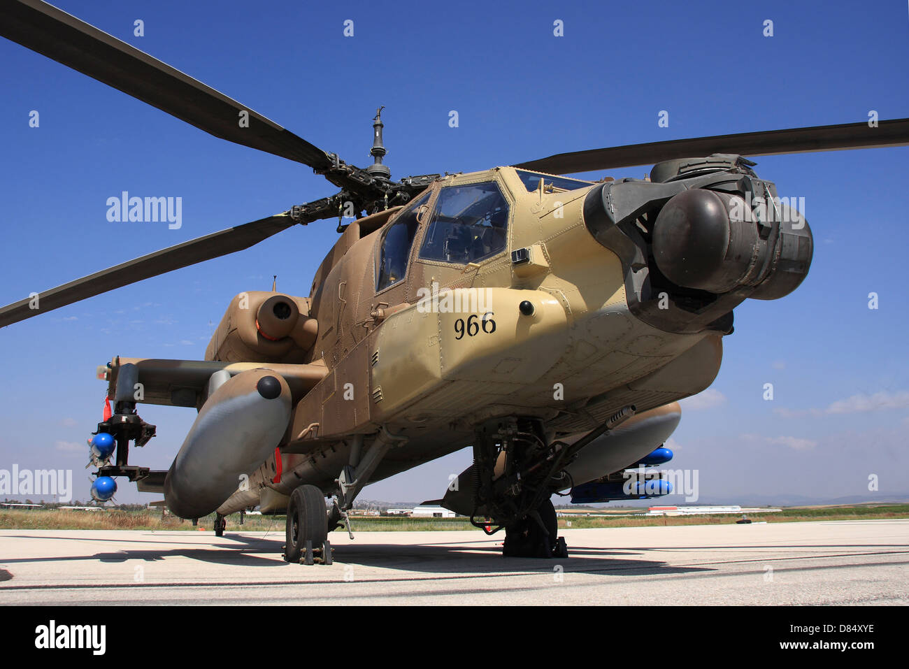 An AH-64A Peten attack helicopter of the Israeli Air Force on display ...