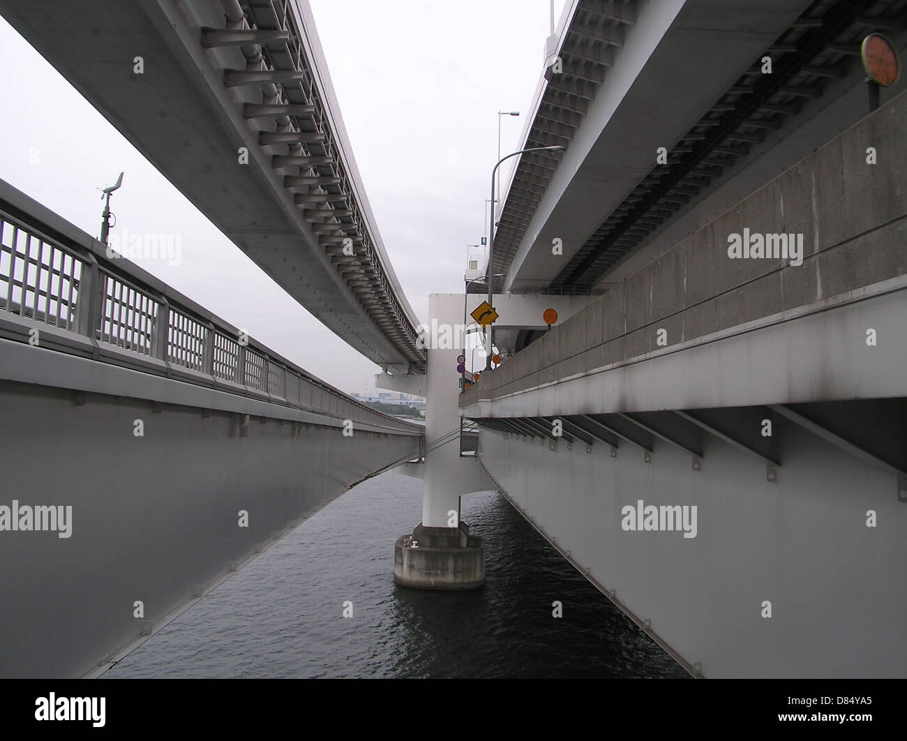 Rainbow Bridge in Tokyo Harbor, Japan, connects the Shibaura district ...