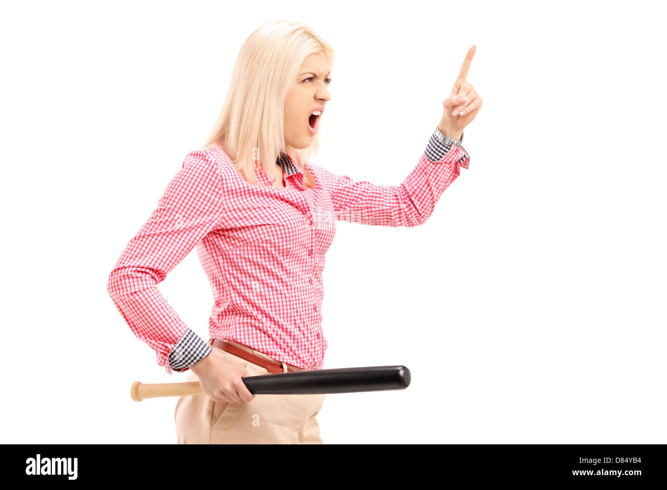 Blond woman holding baseball bat hi-res stock photography and images ...