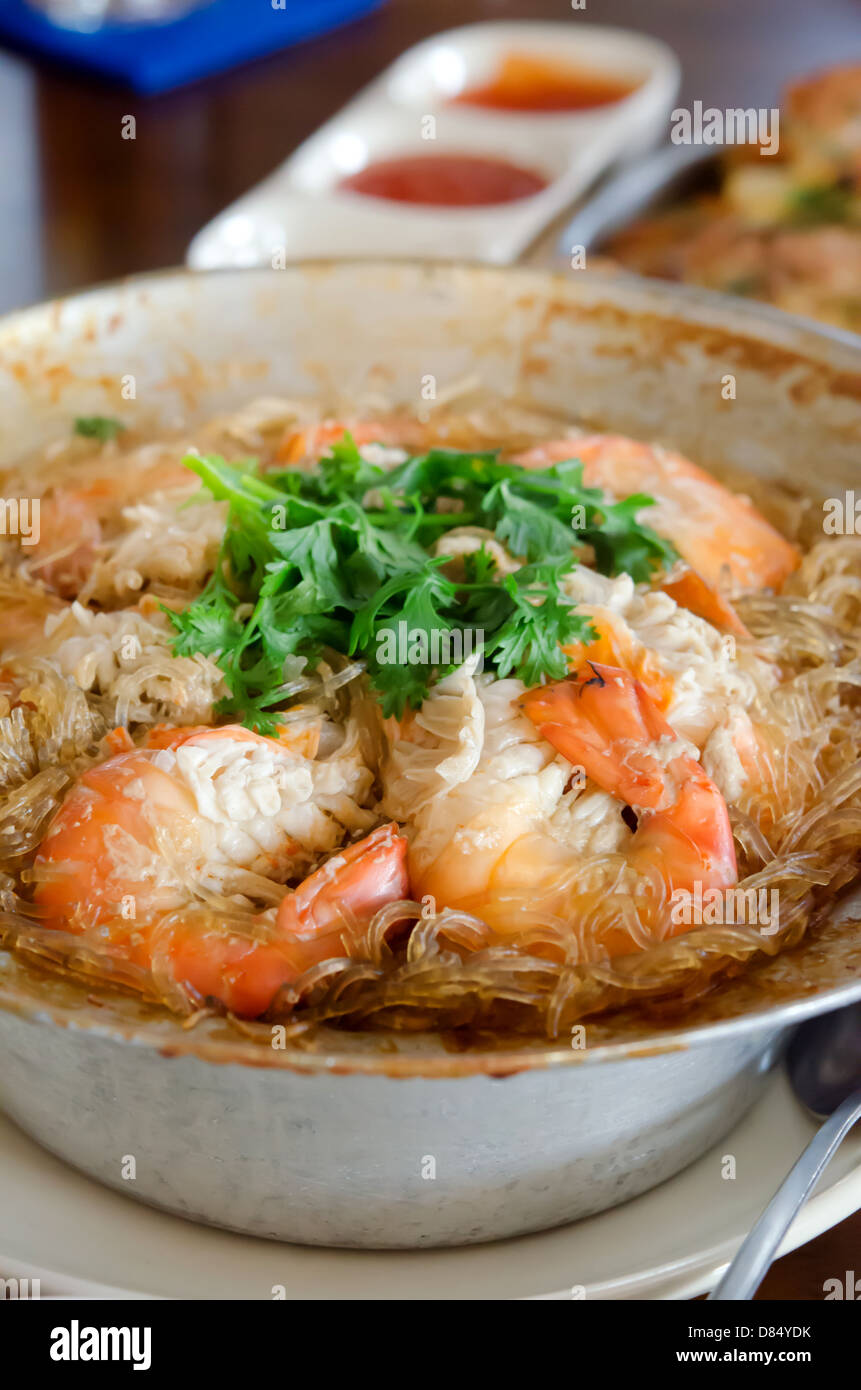 baked vermicelli prawn with ginger & pepper sauce Stock Photo - Alamy