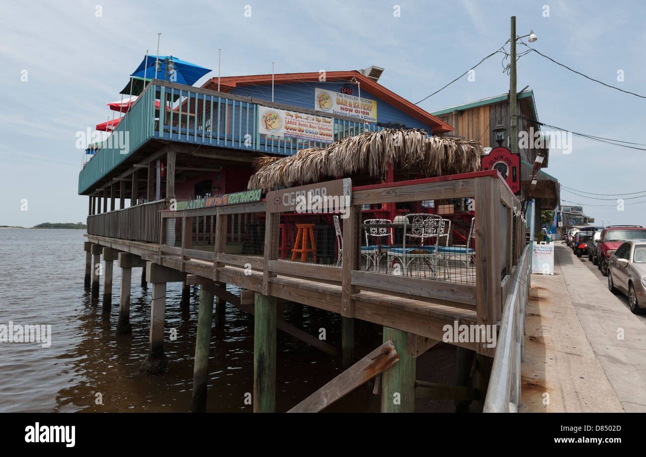 The Pickled Pelican Bar & Eatery along Main St. in Cedar Key Florida ...