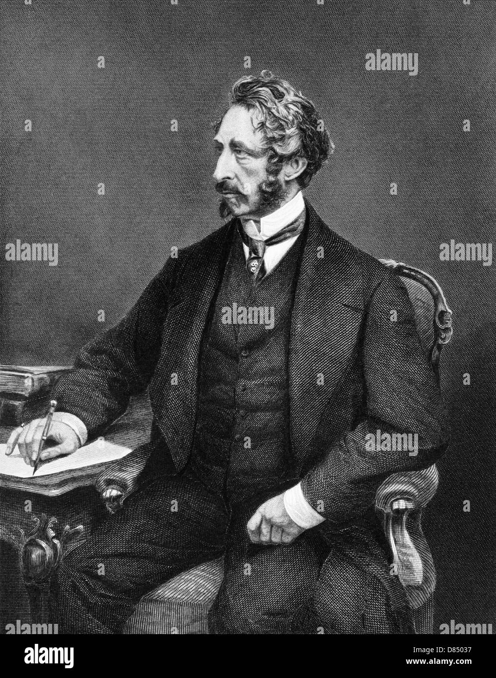 Edward Bulwer-Lytton, 1st Baron Lytton (1803-1873) on engraving from ...