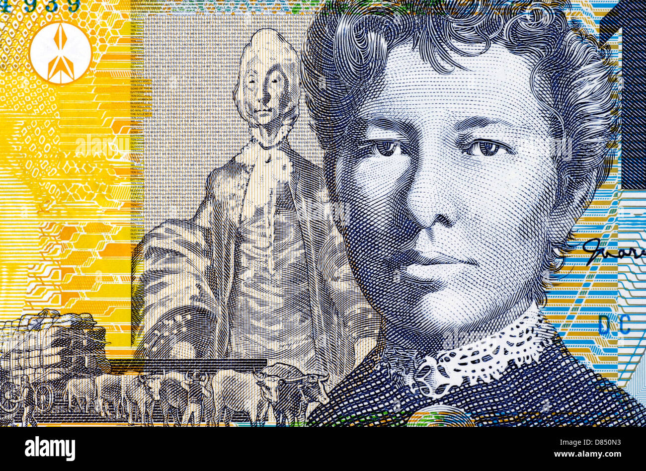 Mary Gilmore (1865-1962) on 10 Dollars 2007 Banknote from Australia ...